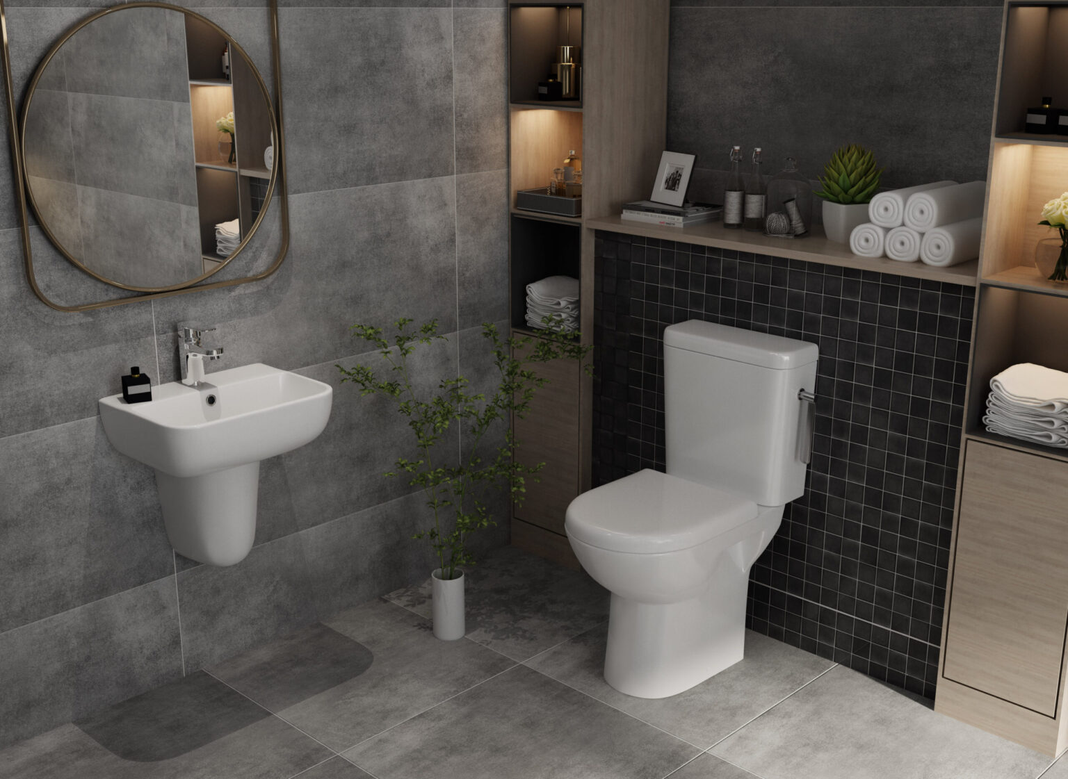 Comfort Assist Round CC Side Flush Box Set | Lecico